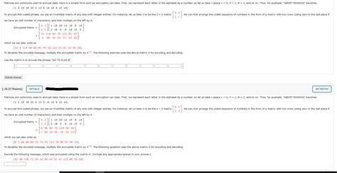 Solved Matrices Are Commonly Used To Encrypt Data Here Is A