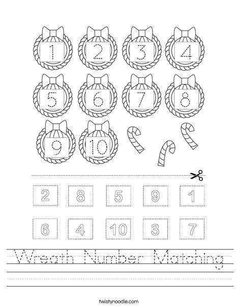Wreath Number Matching Worksheet Twisty Noodle