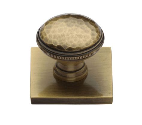 Heritage Brass Diamond Cut Cabinet Knob With Square Backplate 31mm