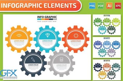 دانلود 5 قالب اینفوگرافیک با طرح چرخ دنده