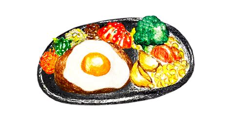 手書きデミグラスハンバーグのイラスト無料 飲食店専門手描きイラストそらまめ堂