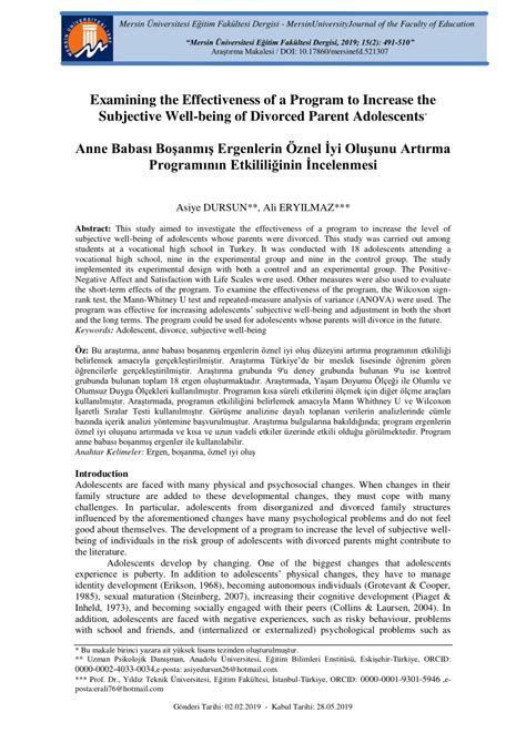 Pdf The Effectiveness Of A Program To Increase The Subjective Well Being Of Adolescents Whose