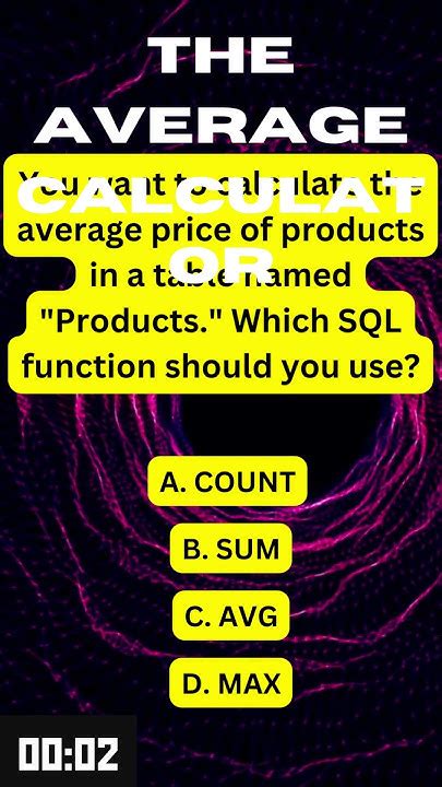 The Average Sql Quiz Sql Quiz Sqlbeginner Shorts Sqlcourse Sqltutorial Popquiz Sqlquiz