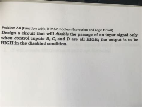Solved Design A Circuit That Will Disable The Passage Of An