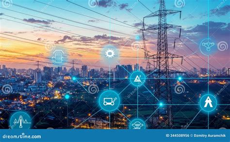 Detailed Energy Consumption And Market Trends Displayed With A High Tech Grid Interface Stock