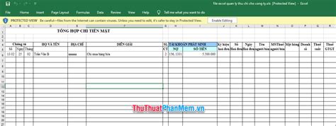 M U File Excel Qu N L Thu Chi C Ng Ty