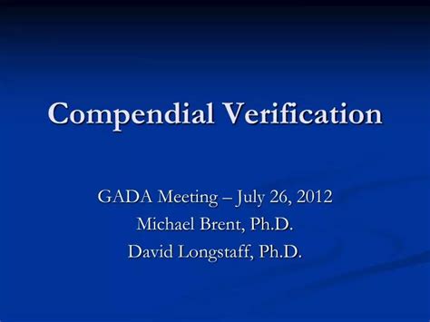 Ppt Compendial Verification Powerpoint Presentation Free Download Id 3002097