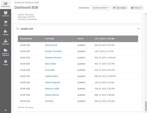 Leads List Orocommerce Orocrm And Oroplatform Documentation
