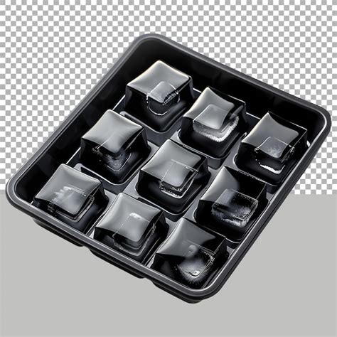 투명한 배경에 검은 얼음 큐브 상자 Ai 생성 프리미엄 Psd 파일