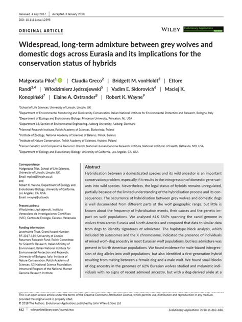 pilot et al 2018 evolutionary applications pdf coyote single