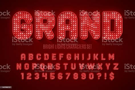 레트로 쇼 알파벳 디자인 카바레 Led 램프 문자 및 숫자 로고에 대한 스톡 벡터 아트 및 기타 이미지 로고 영화관 3