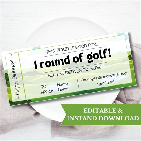 Editable Surprise Golf T Certificate Template Dad Golf T