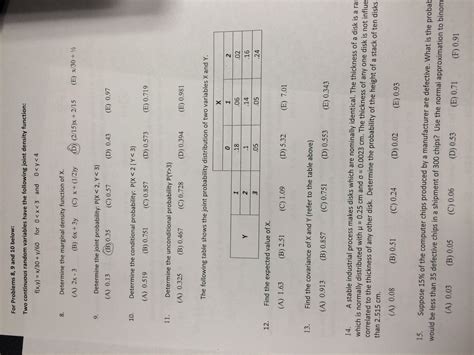 Solved Two Continuous Random Variables Have The Following Chegg