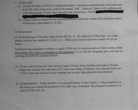 30 Pts Total A 1 25 Pts Develop A 10 Bit 2 S Chegg Com