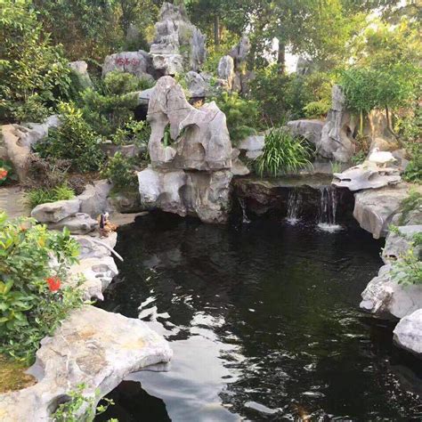太湖石鱼池景观 太湖石植物搭配图片 太湖石鱼缸造景 大山谷图库