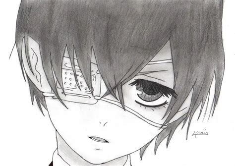 Рисунок карандашом аниме парень в маске