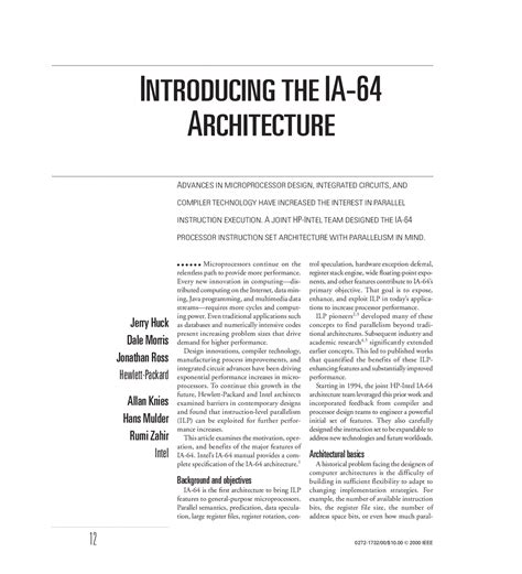 Introducing The Ia 64 Architecture Advanced Computer Architecture