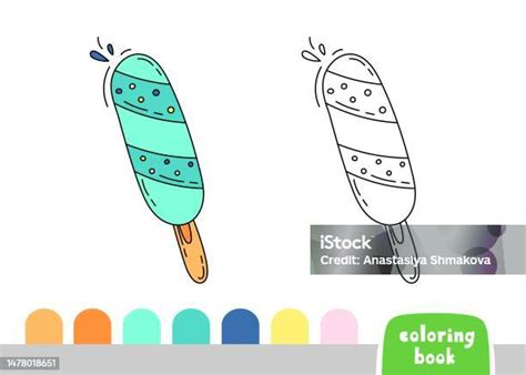 아이 들을 위한 색칠하기 책 아이스크림 아이스 캔디 책 잡지 벡터 일러스트 레이 션 템플릿 0명에 대한 스톡 벡터 아트 및 기타