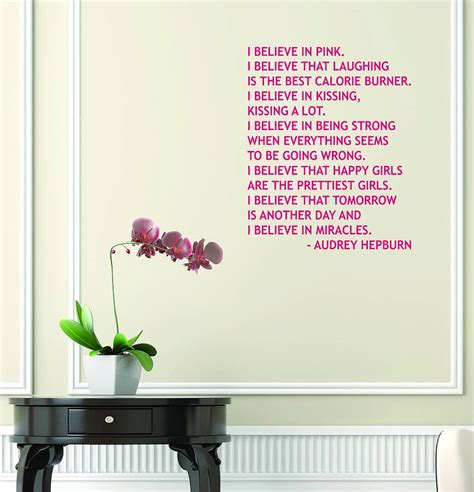 Audrey Hepburn Quote Wallpaper I Believe In Pink