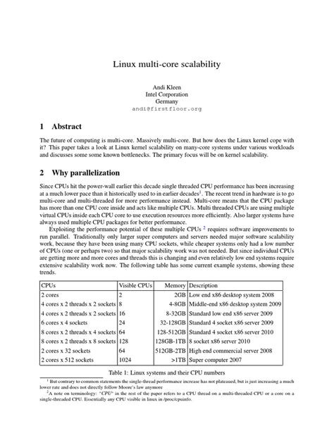 Linux Multi Core Scalability Pdf Multi Core Processor Parallel Computing