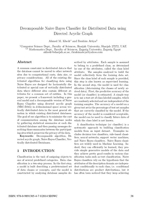 Pdf Decomposable Naive Bayes Classifier For Distributed Data Using Directed Acyclic Graph