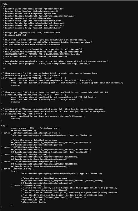 owncloud shows an error on the web panel r owncloud
