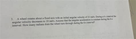 Solved A Wheel Rotates About A Fixed Axis With An Initial