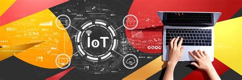 IoT Theme With Person Using A Laptop Stock Photo Image Of Overhead Hand