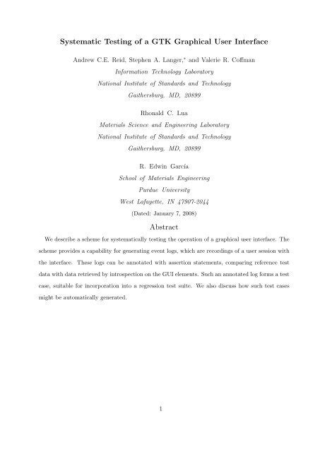 Systematic Testing Of A Gtk Graphical User Ctcms Nist