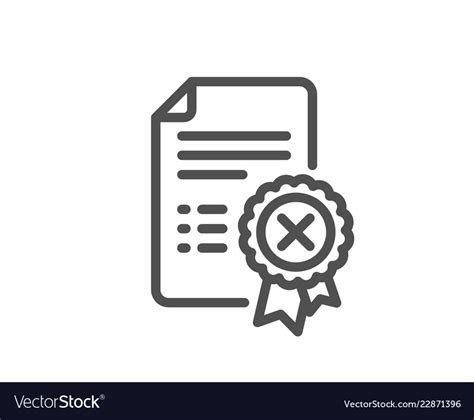 Reject Certificate Line Icon Decline Document Vector Image