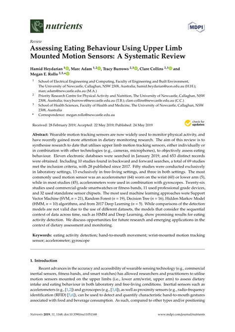 Pdf Assessing Eating Behaviour Using Upper Limb Mounted Motion Sensors A Systematic Review