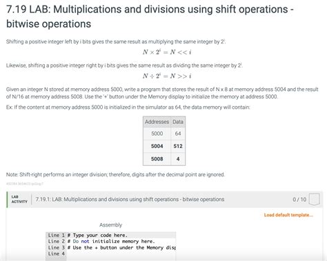 Solved 719 Lab Multiplications And Divisions Using Shift