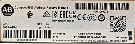 Allen Bradley 5069 Arm Compact 5000 Address Reserve Module