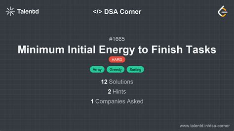 Minimum Initial Energy To Finish Tasks Dsa Problem Talentd