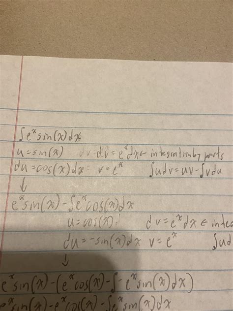 Help How To Solve Integral Of E Xsinx I Just Keep Getting The Same