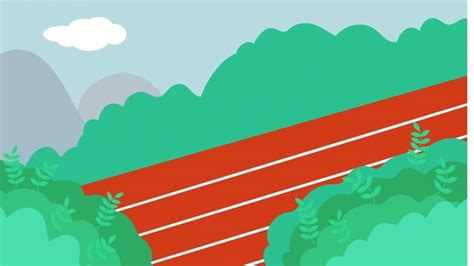 만화 학교 운동장 활주로 시즌 간단한 녹색 배경 디자인