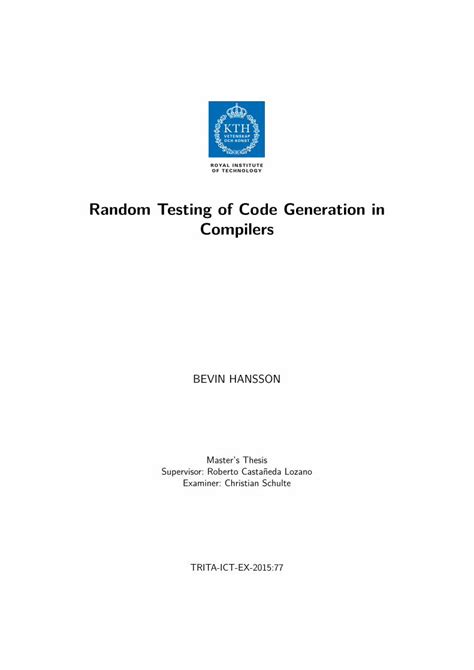 Pdf Random Testing Of Code Generation In Compilers Dokumentips