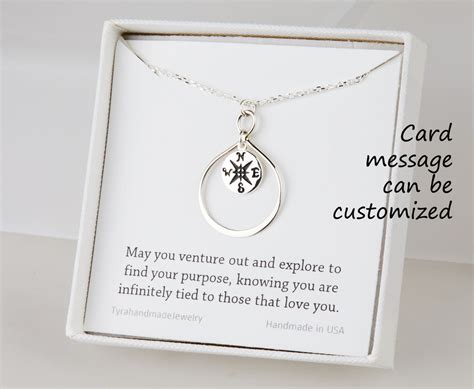 Compass Infinity Necklacecustom Note Cardasymmetrical Etsy