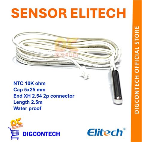 Putih Probe Elitech Ntc 10k Ohm Cap Thermistor Sensor 5x25 Mm White