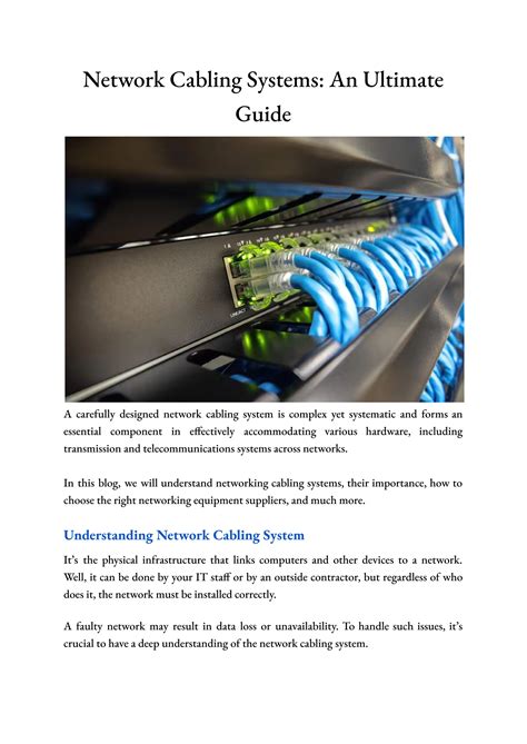 Network Cabling Systems An Ultimate Guide Pdf
