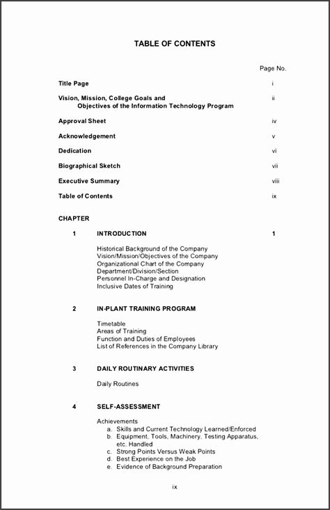 11 Table Of Contents Template For Report Sampletemplatess