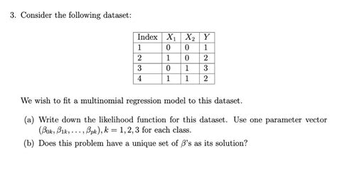 Solved 3 Consider The Following Dataset Index X₁ X₂ Y 0 0