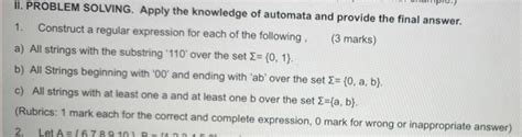 Solved Ii Problem Solving Apply The Knowledge Of Automata