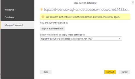 Unable To Connect Power Bi To Sql Server Db On The Microsoft Power