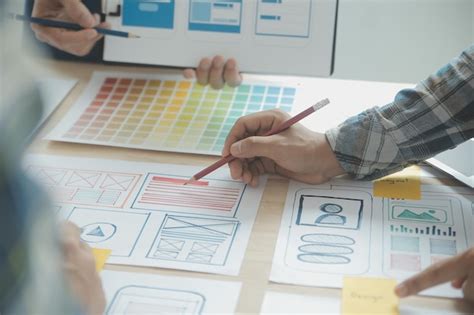 Premium Photo Website Designer Creative Planning Application Development Draft Sketch Drawing