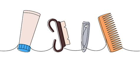 메이크업 및 미용 도구 한 줄 컬러 연속 그리기 화장품 크림 네일 집게 매니큐어 브러시 머리 빗 연속 한 줄 그림 귀여운에 대한 스톡 벡터 아트 및 기타 이미지 Istock