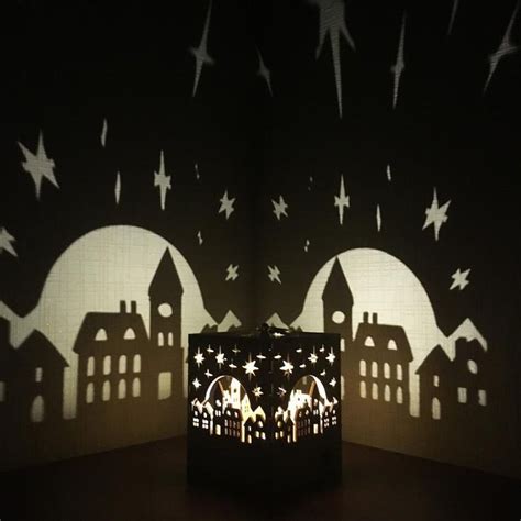 Light Projector Shadow Lamp Town Wood Stars Nightlight For Etsy