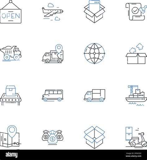 Shipping Companies Line Icons Collection Logistics Transport Cargo Freight Carrier