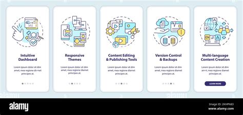 Key Cms Features Onboarding Mobile App Screen Stock Vector Image And Art Alamy