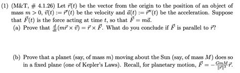 Solved M T Let R T Be The Vector From The Chegg Com